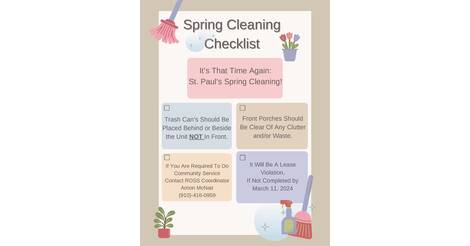 Spring Cleaning Checklist (03/04/2024) - News - Robeson County Housing ...